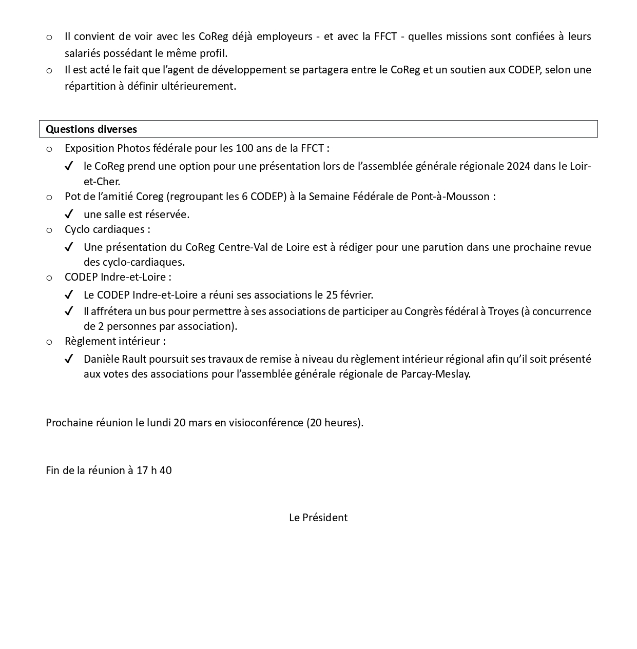 Compte-rendu de la réunion du comité directeur du 26 février 2026 ...